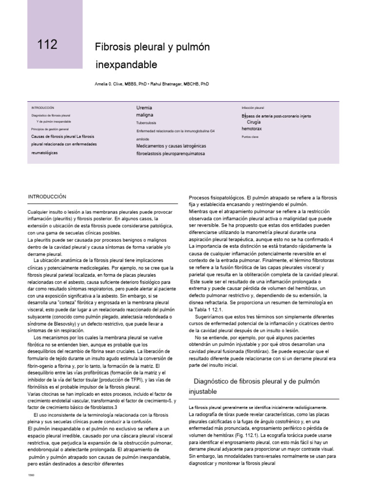 Fibrosis Pleural y Pulmón Inexpandable | PDF | Cáncer de pulmón | Medicina