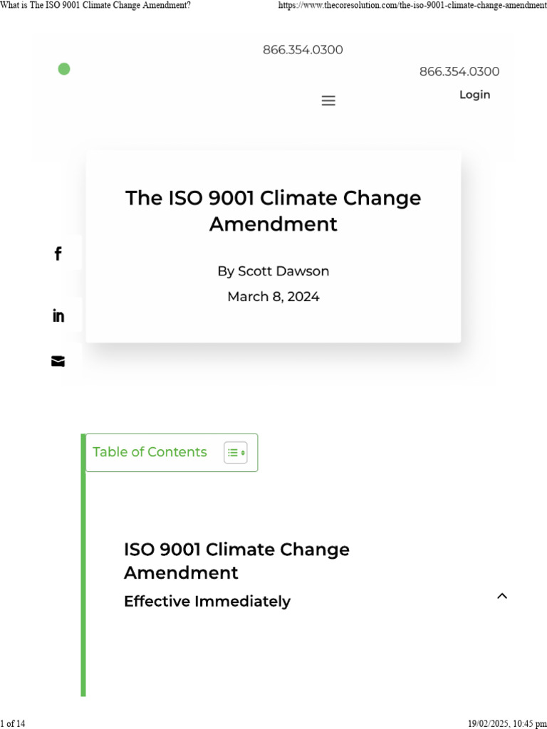 ISO 9001 Climate Change Amendment Explained | PDF