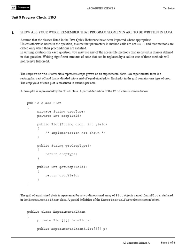 TB Unit8ProgressCheckFRQ 65b8f3ce9c23e4.65b8f3cf787208.36592308 | PDF | Boolean Data Type ...