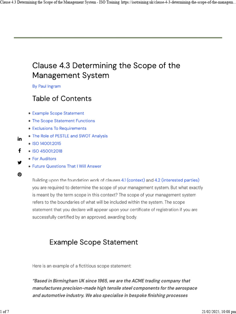 Scope Statement Guidelines | PDF