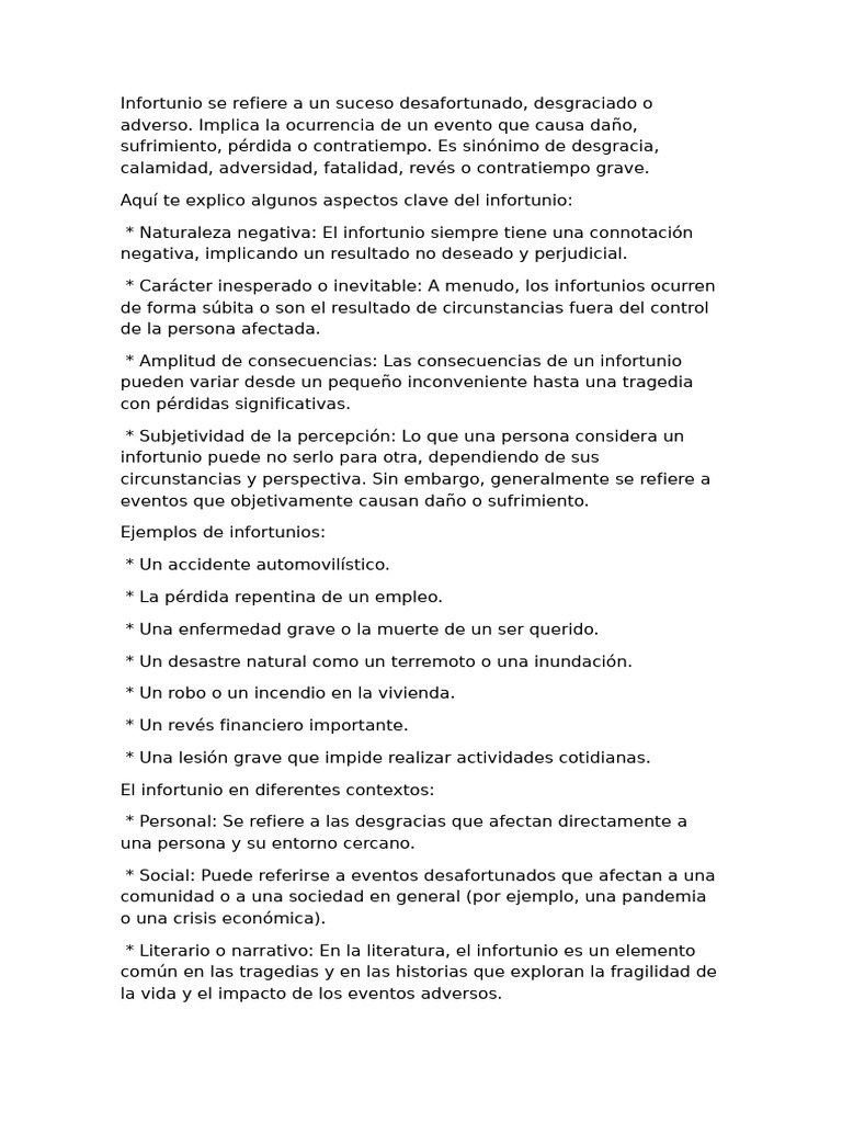 Definición y ejemplos de infortunio | PDF