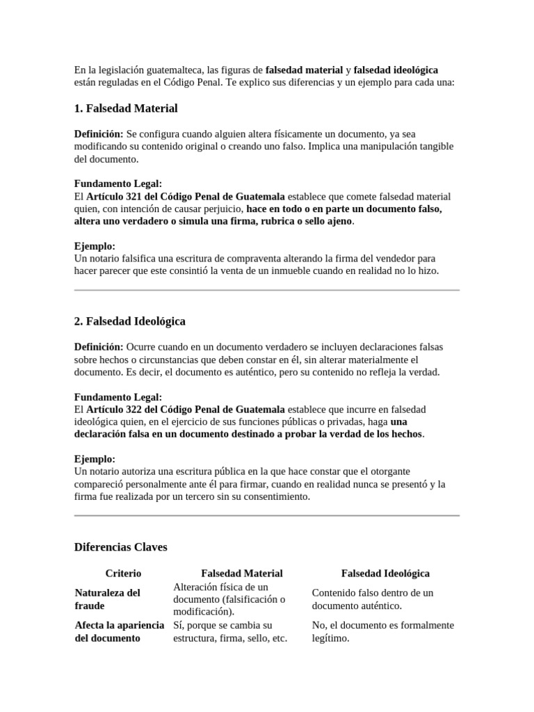 Falsedad Material e Idiológica Ejemplos | PDF