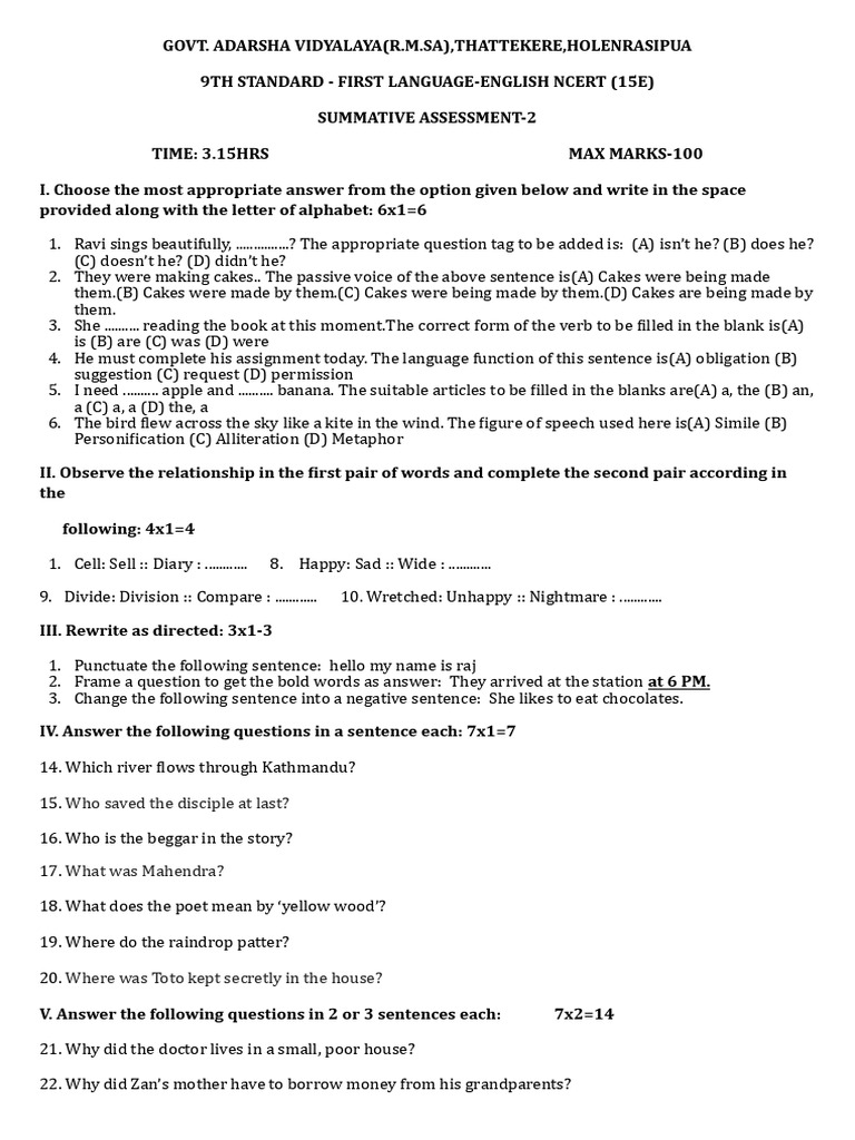 9 Class Preparatory Question Paper - Docx - 20250316 - 172700 - 0000 ...
