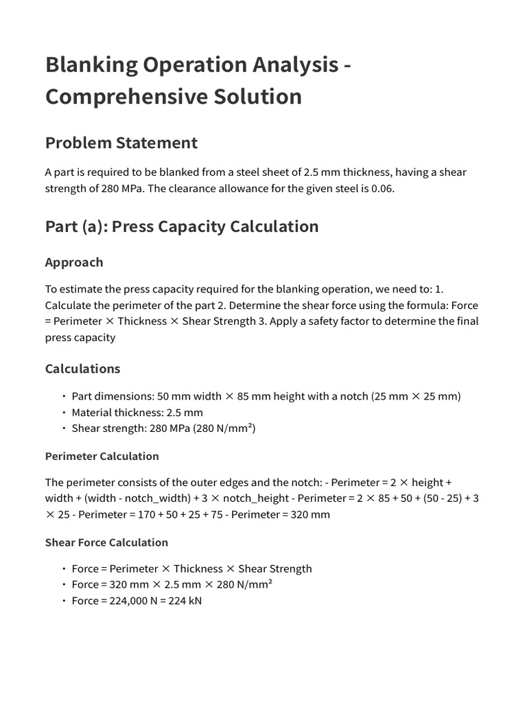 Blanking Operation Solution | PDF | Mechanical Engineering