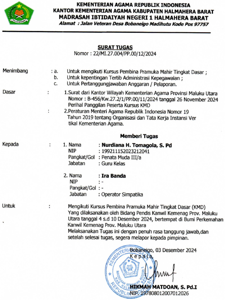 Surat Tugas Dan SPD Nurdiana 2024 | PDF