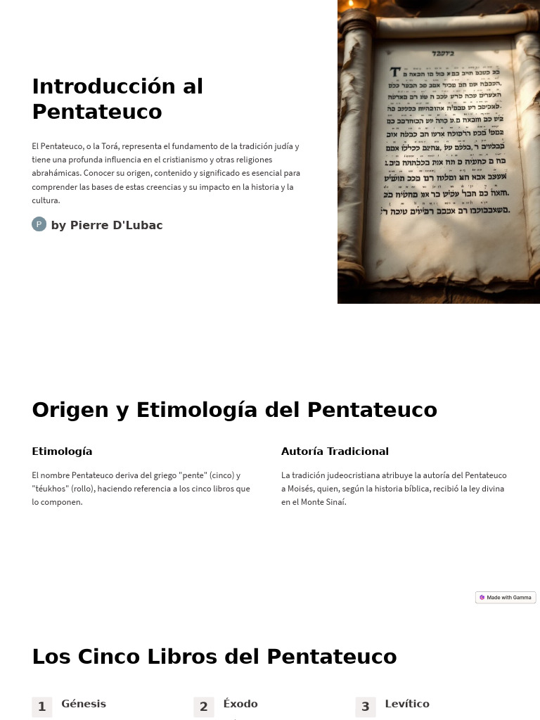 Introduccion Al Pentateuco | PDF | Tora | Libro del éxodo
