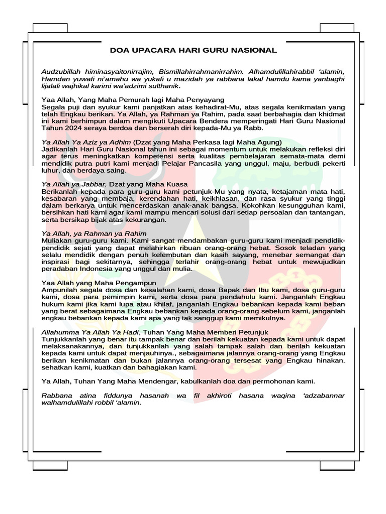 Doa Upacara Hari Guru | PDF