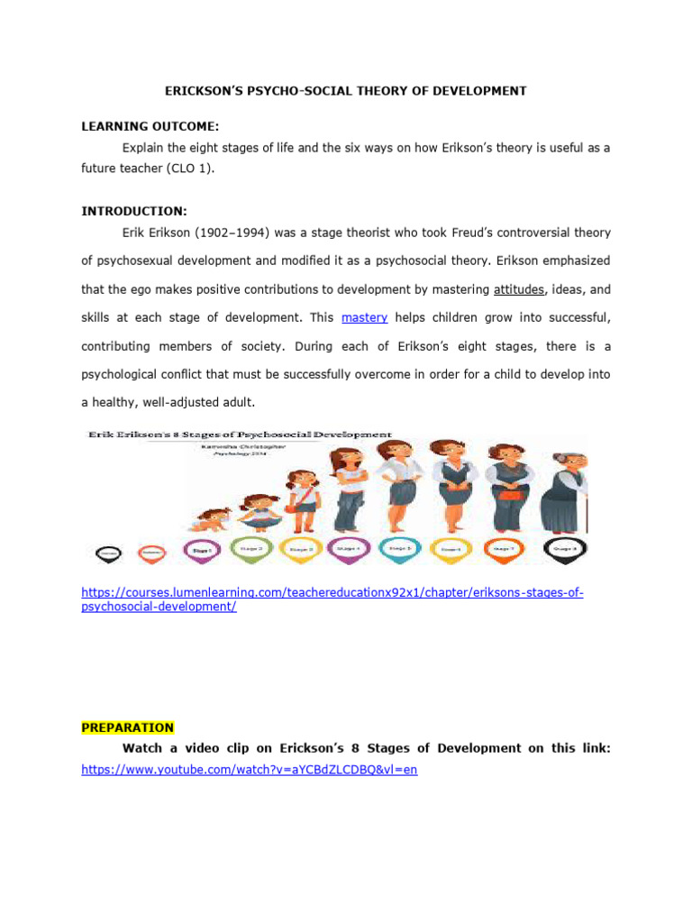 Lesson 7 Ericksons Psycho Social Theory of Development | PDF ...