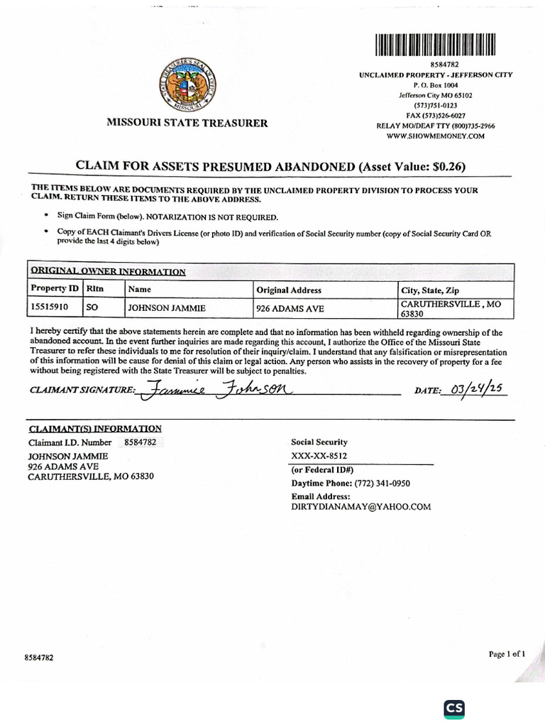 Unclaimed Form | PDF