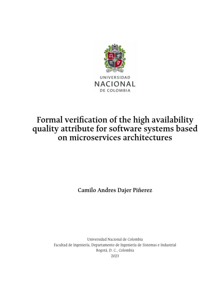 Formal Verification of The High Availability Quality Attribute For ...