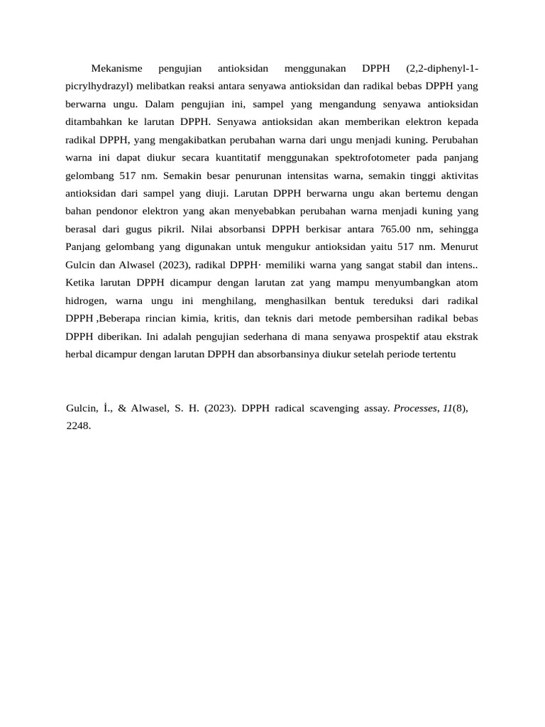 Pengujian Antioksidan dengan DPPH | PDF