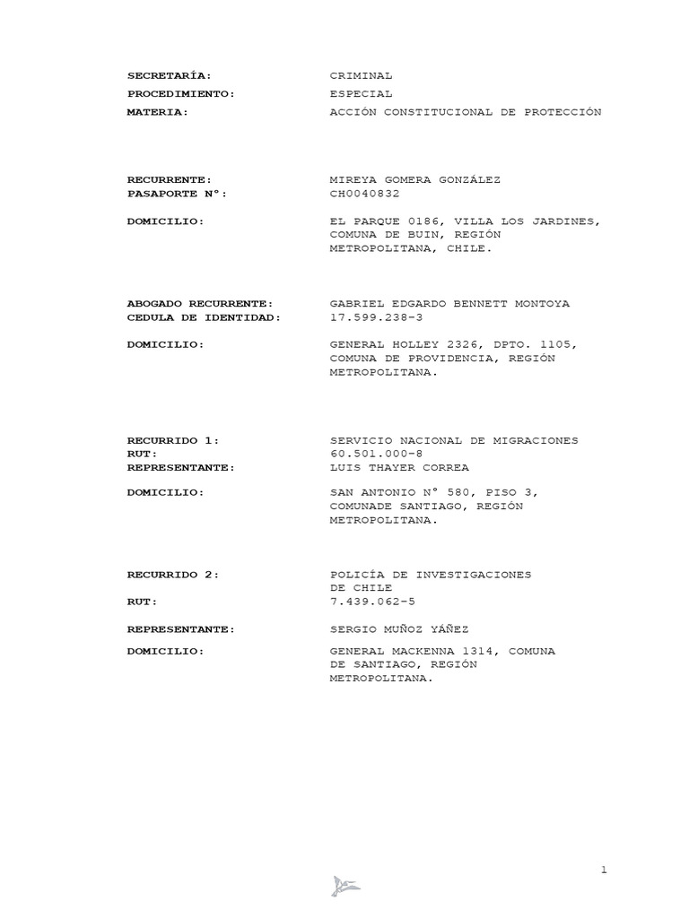 Recurso de Proteccion Mireya Version Final | PDF | Gobierno | Justicia