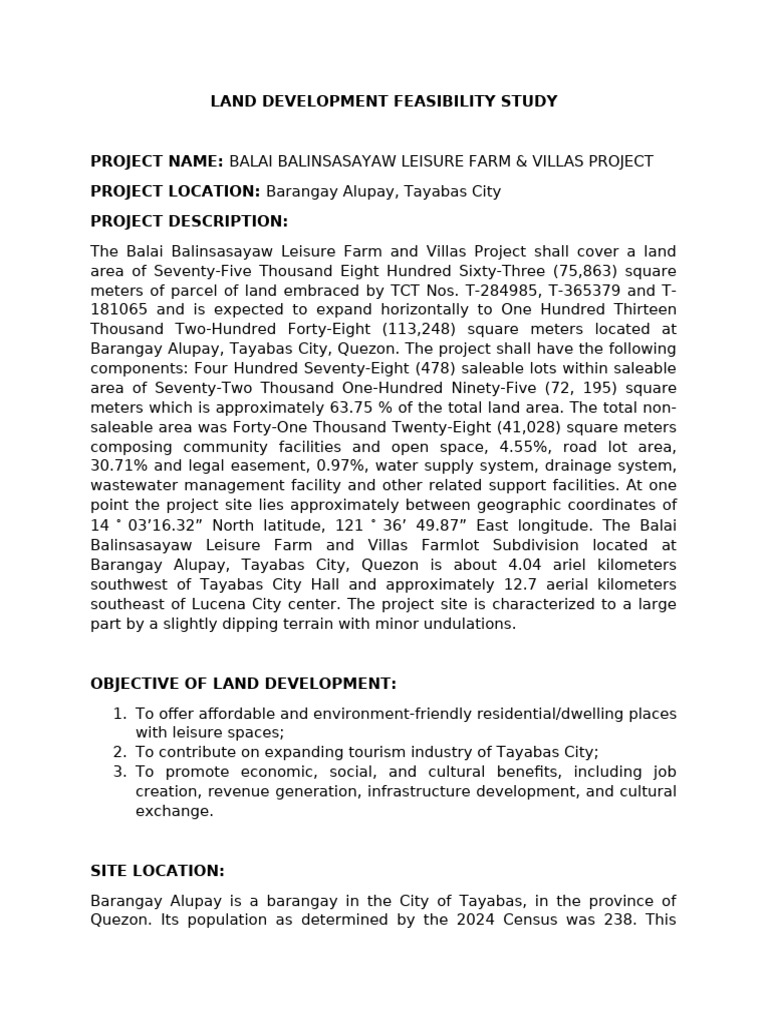 Land Development Feasibility Study | PDF | Regulatory Compliance ...