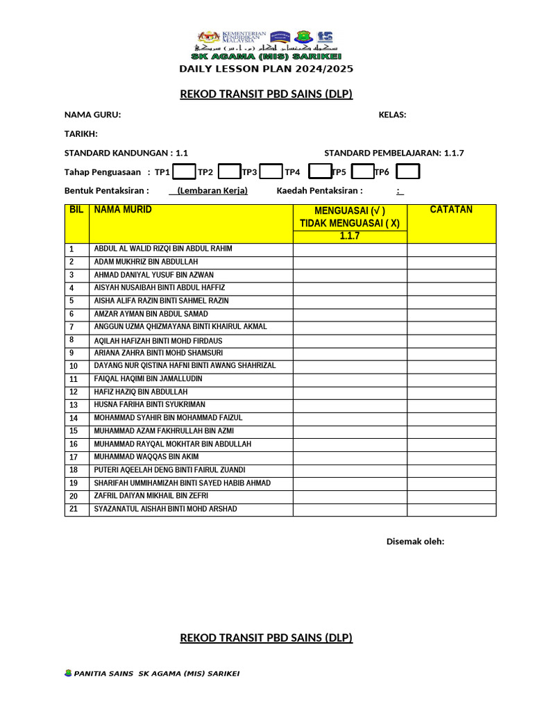 Rekod Transit PBD SN 4B 2025 | PDF