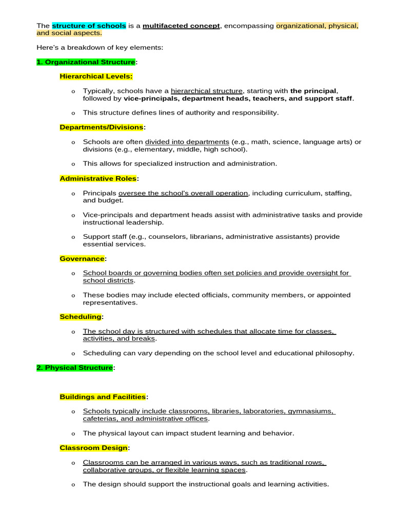 School Organizational Structure Explained | PDF | Schools | Teachers