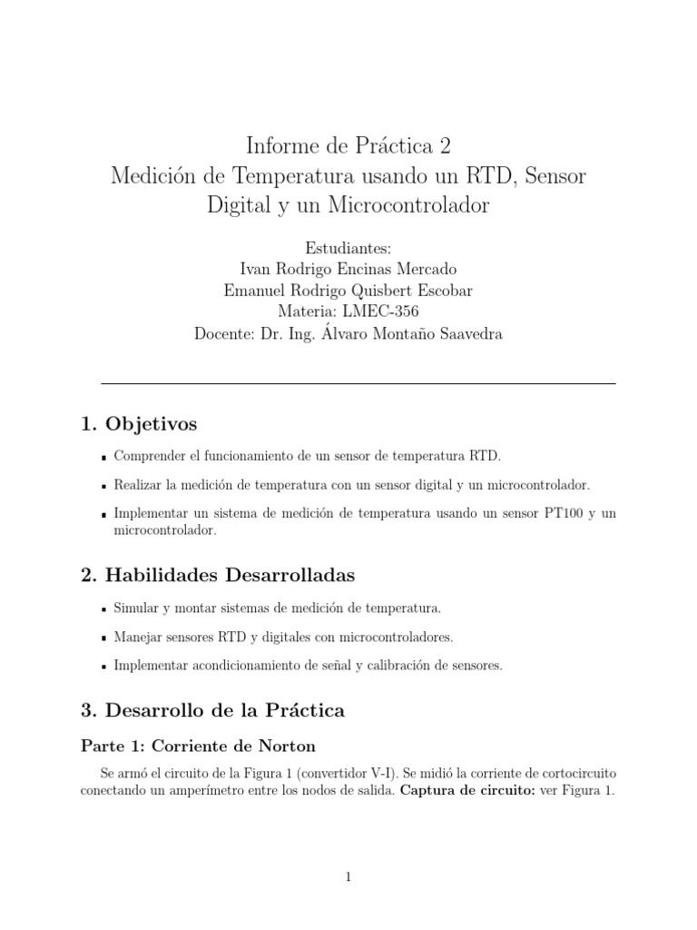 Informe 2 | PDF | Sensor | Red eléctrica