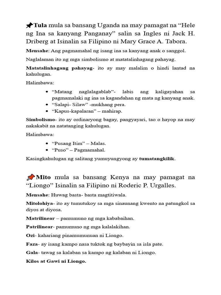 Lecture Para Sa Filipino. | PDF