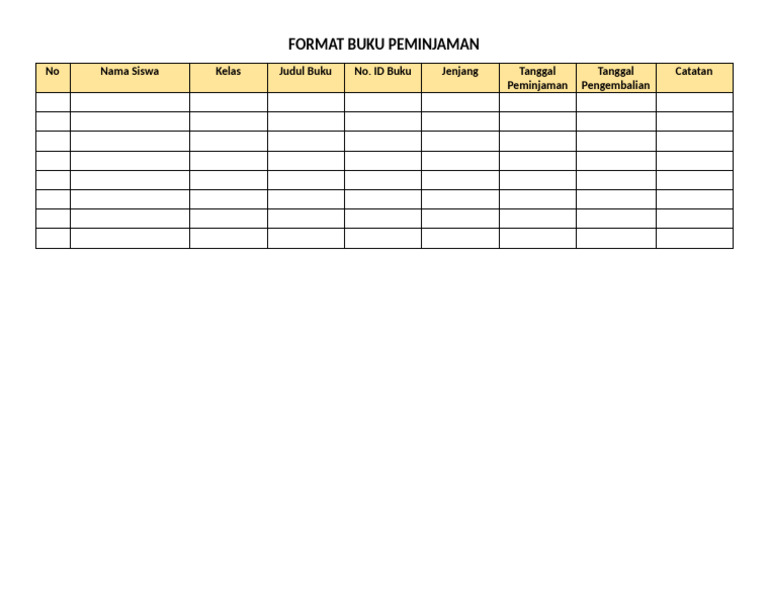 Format Buku Peminjaman | PDF