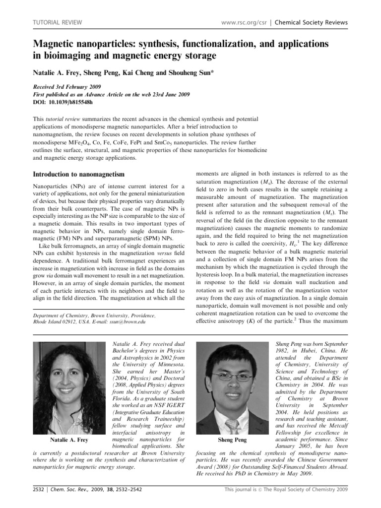 Magnetic Nanoparticles Synthesis, Functionalization, and Applications ...