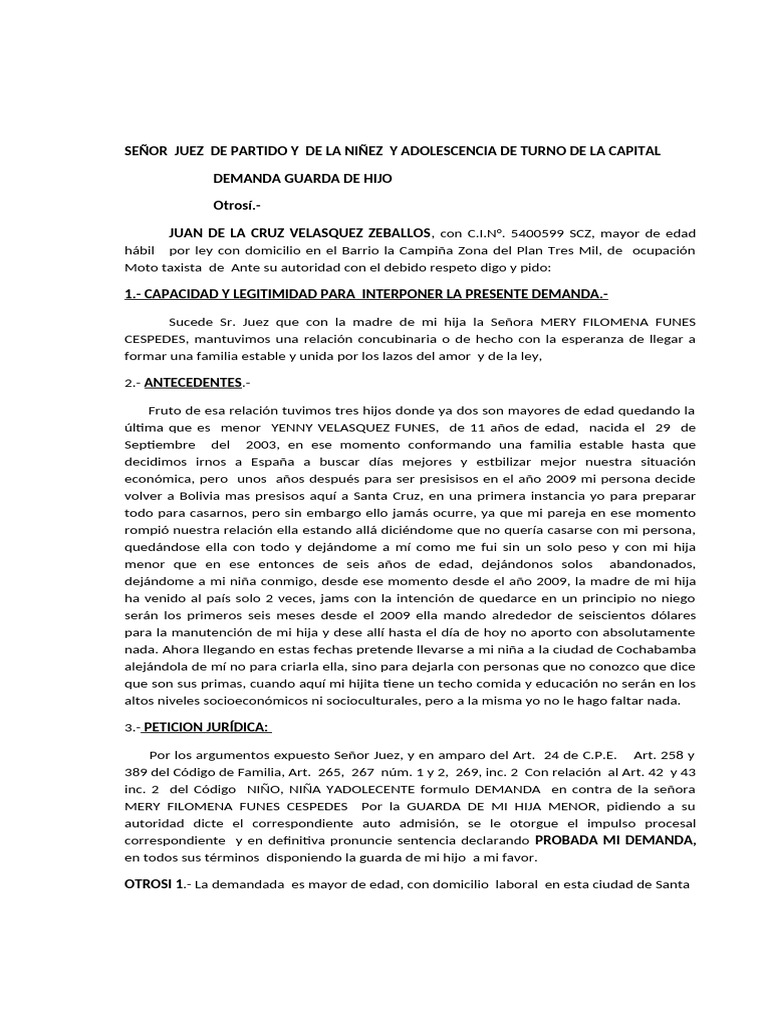 Demanda de Guarda | PDF | Ciencias del comportamiento