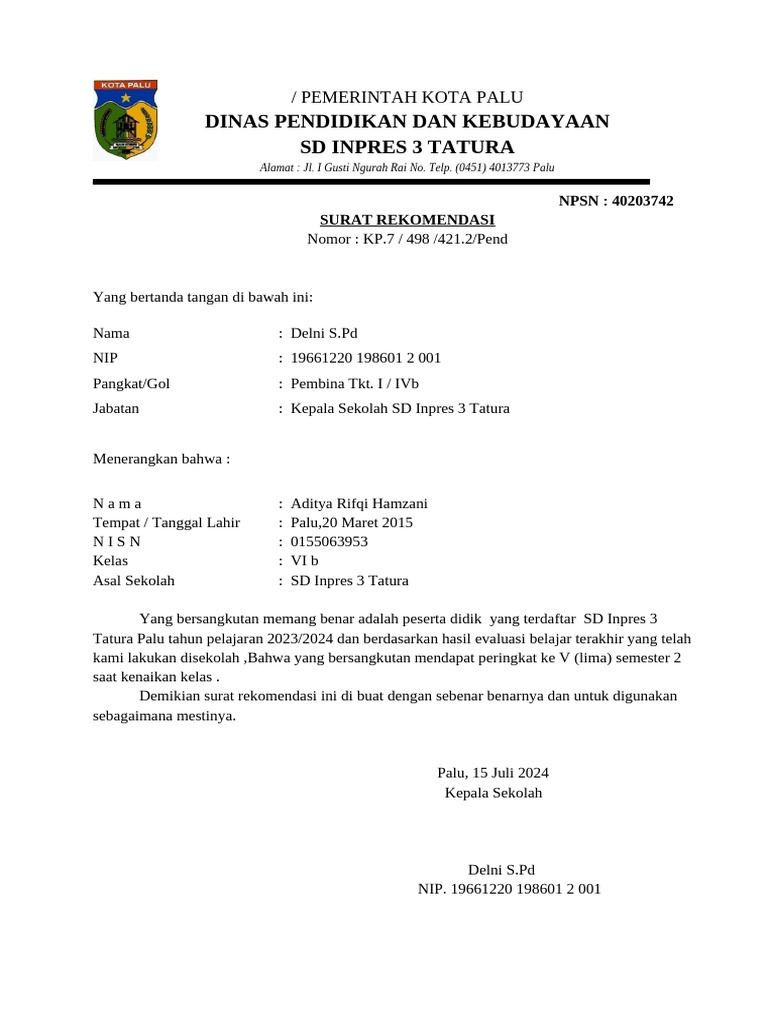 Surat Keterangan Prestasi 2024 | PDF