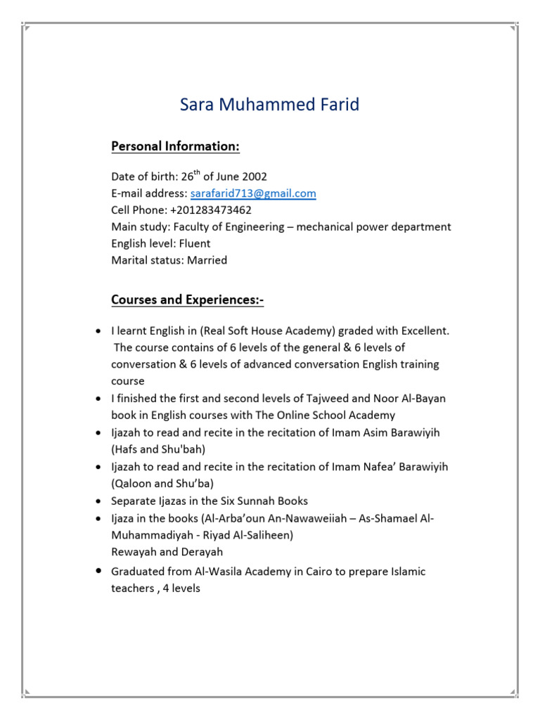 Sara Muhammad Farid | PDF