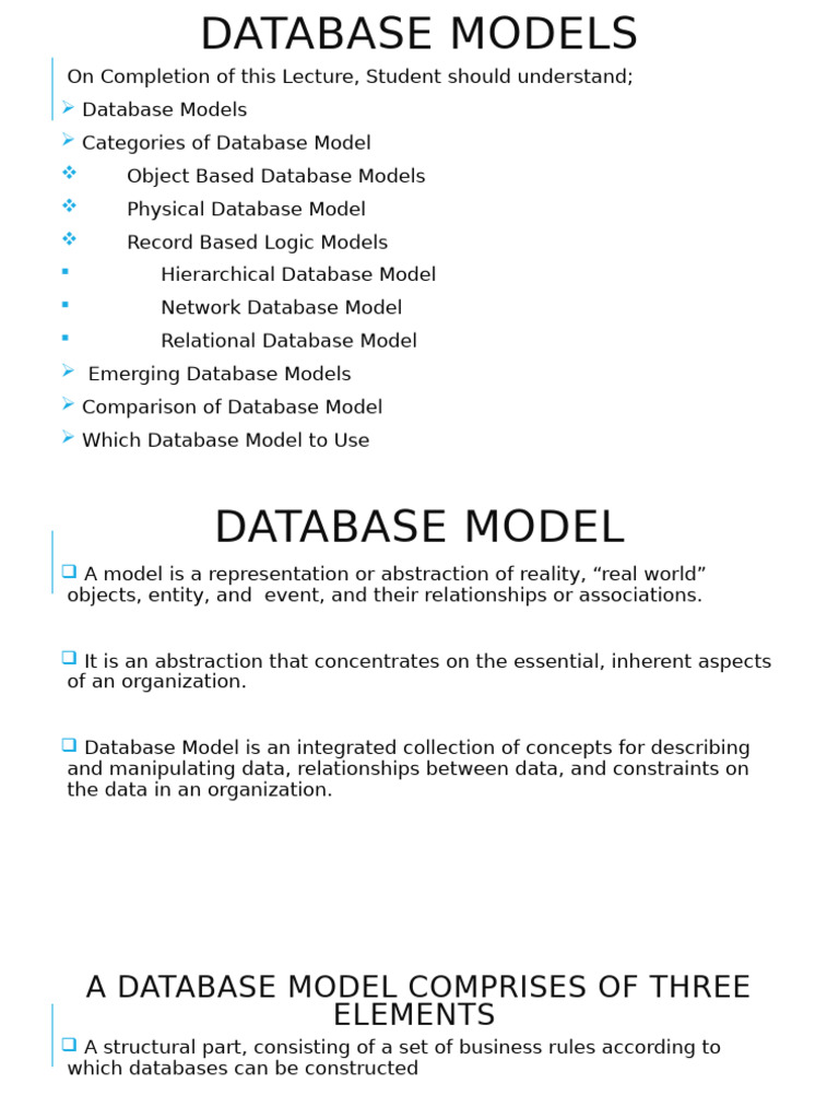 Lecture 2&3 Database Models | PDF | Databases | Conceptual Model