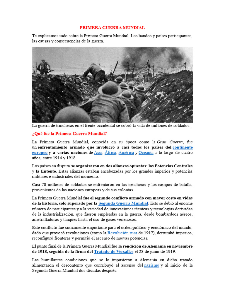 Primera Guerra Mundial | PDF | Primera Guerra Mundial | Austria Hungría