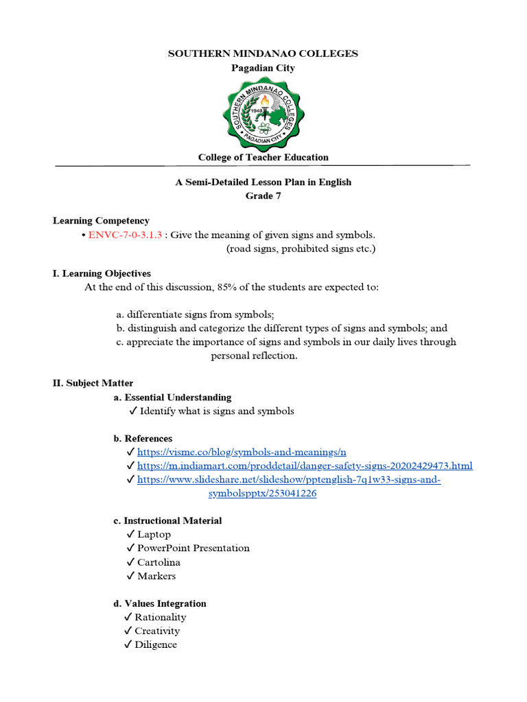 Elt 1o5 Semi-Detailed Lesson Plan - 20250308 - 221305 - 0000 | PDF | Learning | Cognition