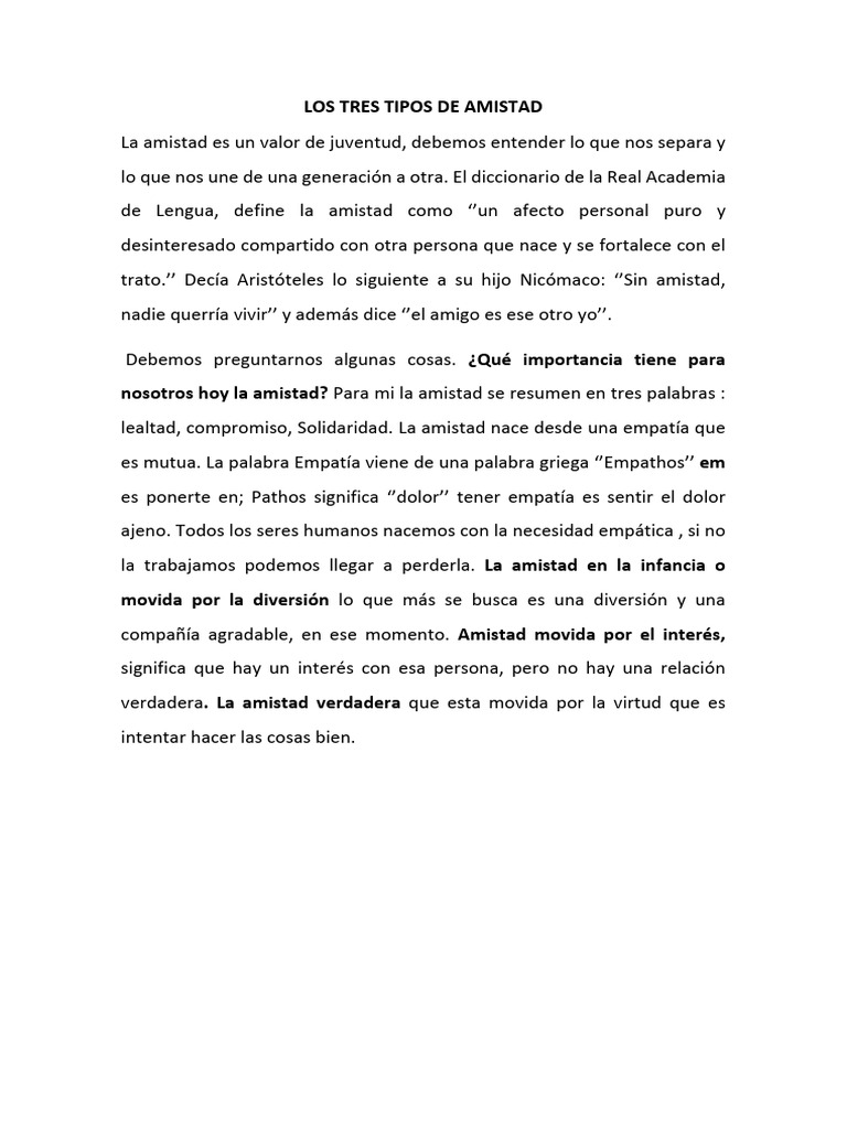 Los Tres Tipos De Amistad Pdf