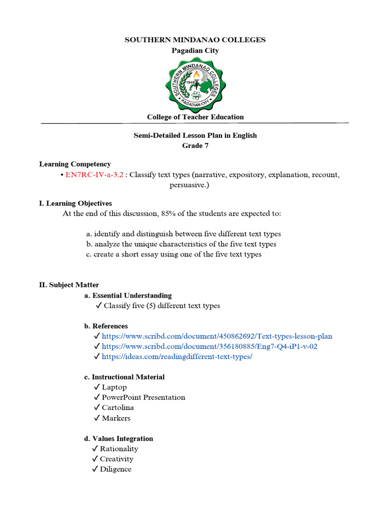 Lesson Plan Elt 105 (A4 Size) - 20250316 - 134401 - 0000 | PDF | Narrative | Essays