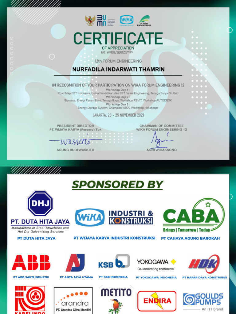 E Sertifikat Wika Forum Engineering 2021 Nurfadila Indarwati Thamrin | PDF