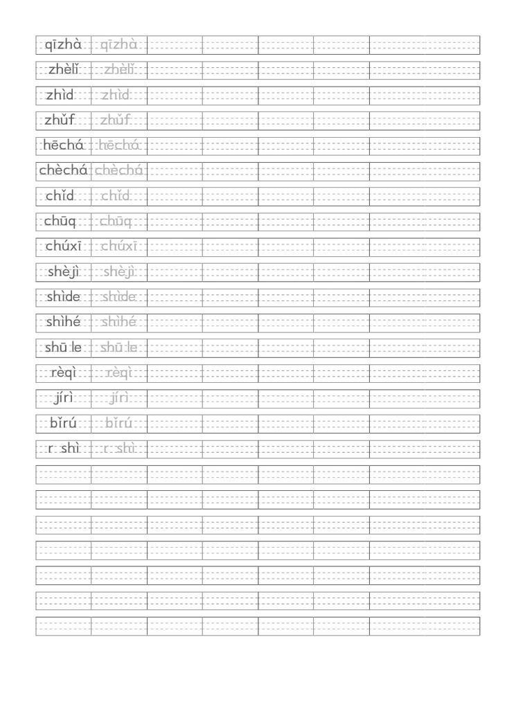 Pinyin Worksheet Zhchshr | PDF
