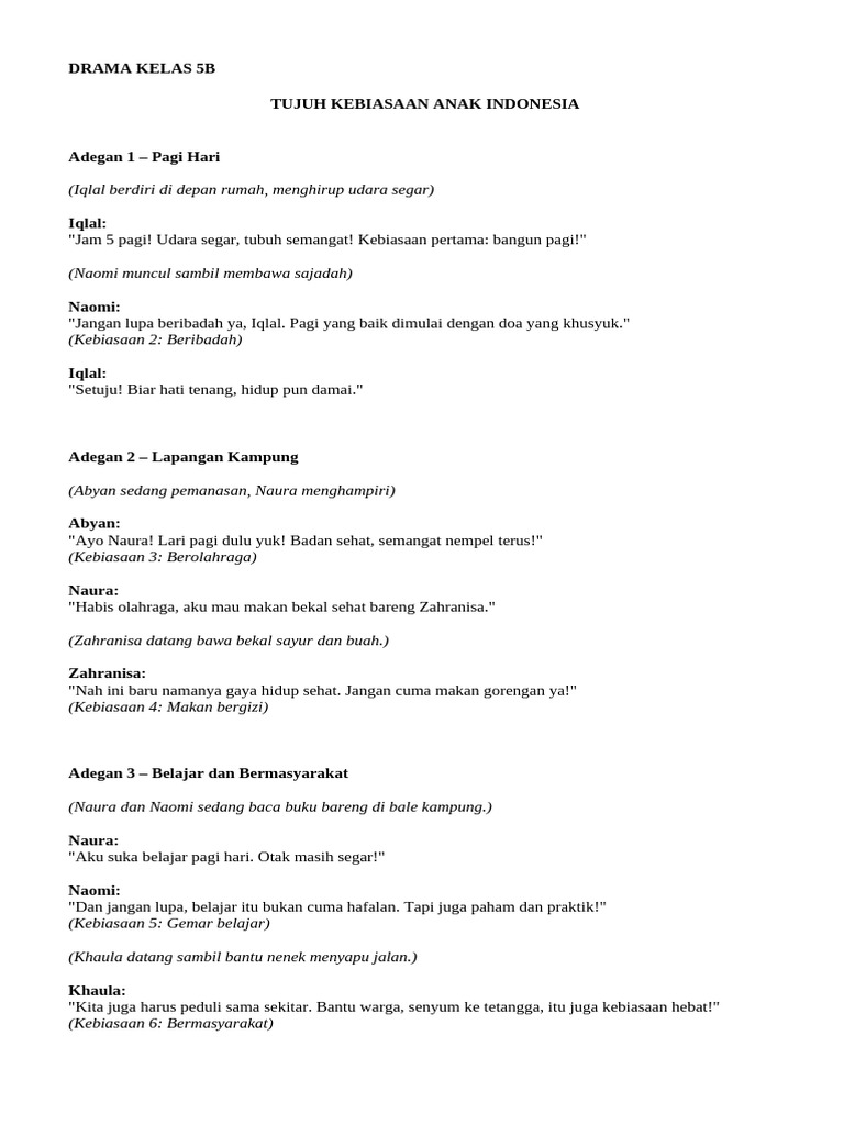 Drama Kelas 5B | PDF