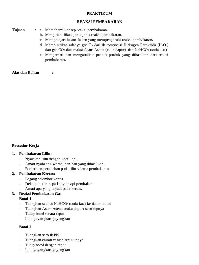 Hasil Pengamatan Reaksi Pembakaran | PDF
