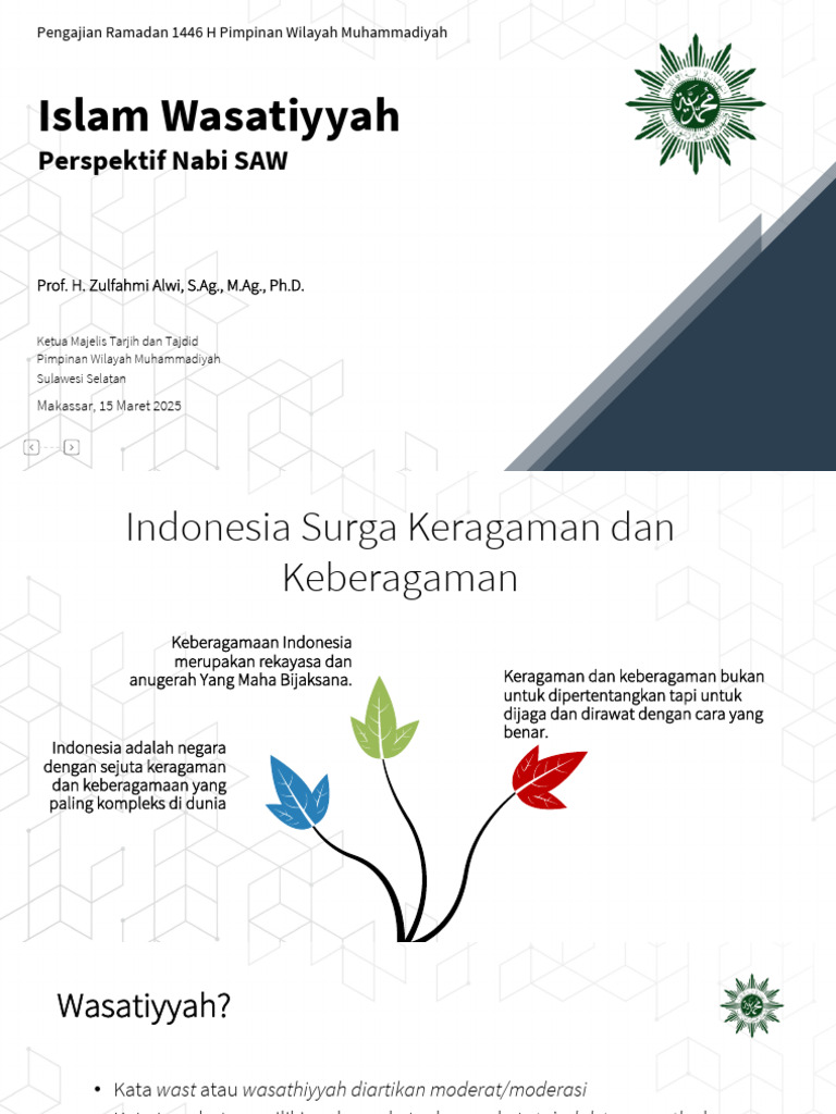 Materi Prof Zulfahmi PPT - Wasatiyyah Islam | PDF