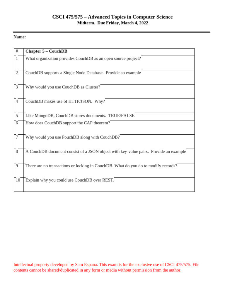 CSCI450 Platform Based Development Midterm - Spring 2022 | PDF