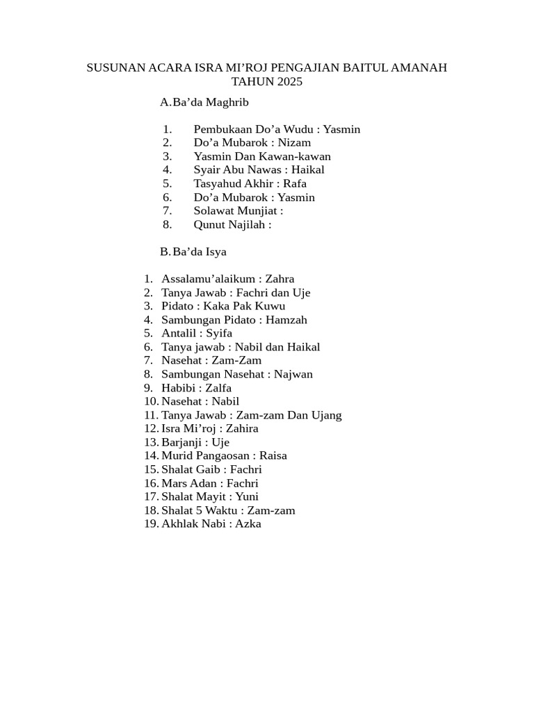 Susunan Acara Isra Mi | PDF