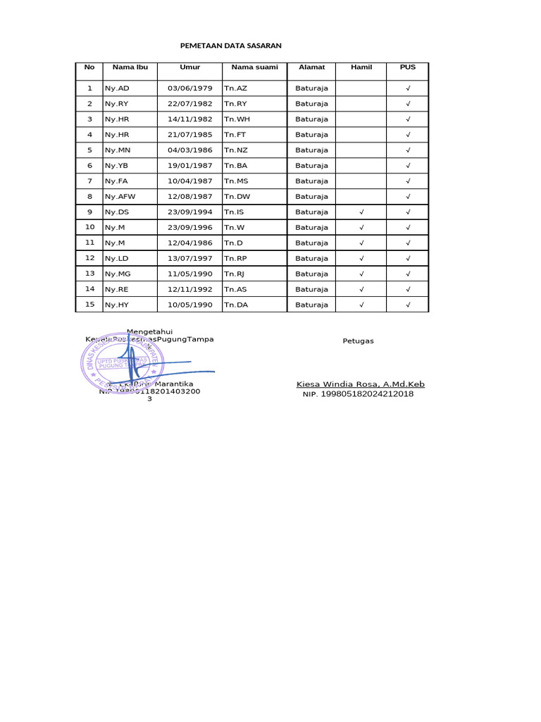 Pendataan Sasaran PD Individu Bayi & Balita, PUS, WUS | PDF