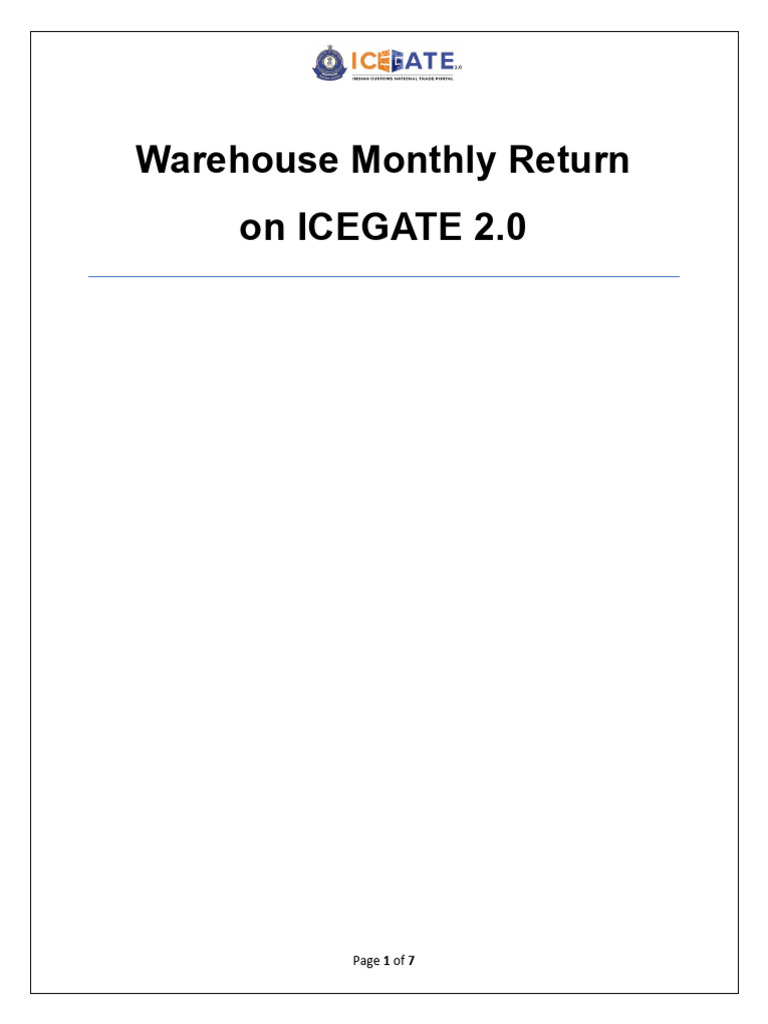 Warehouse Returns User Manual ICEGATE | PDF | User (Computing) | World ...