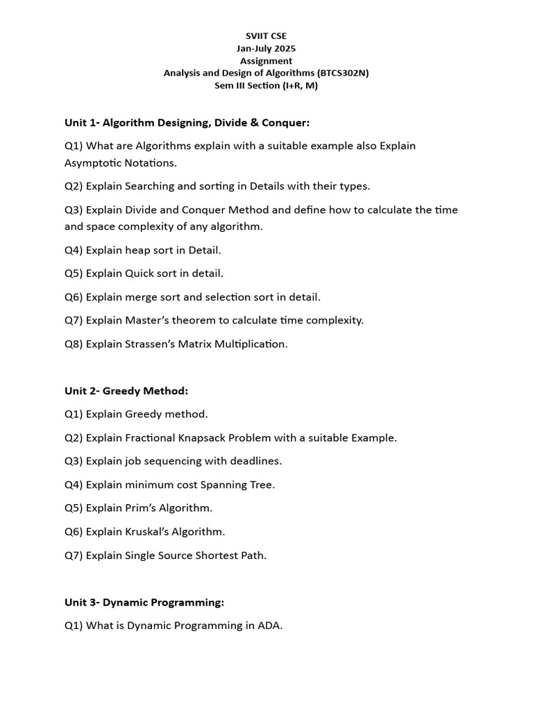 ADA Assignment | PDF | Dynamic Programming | Computer Programming