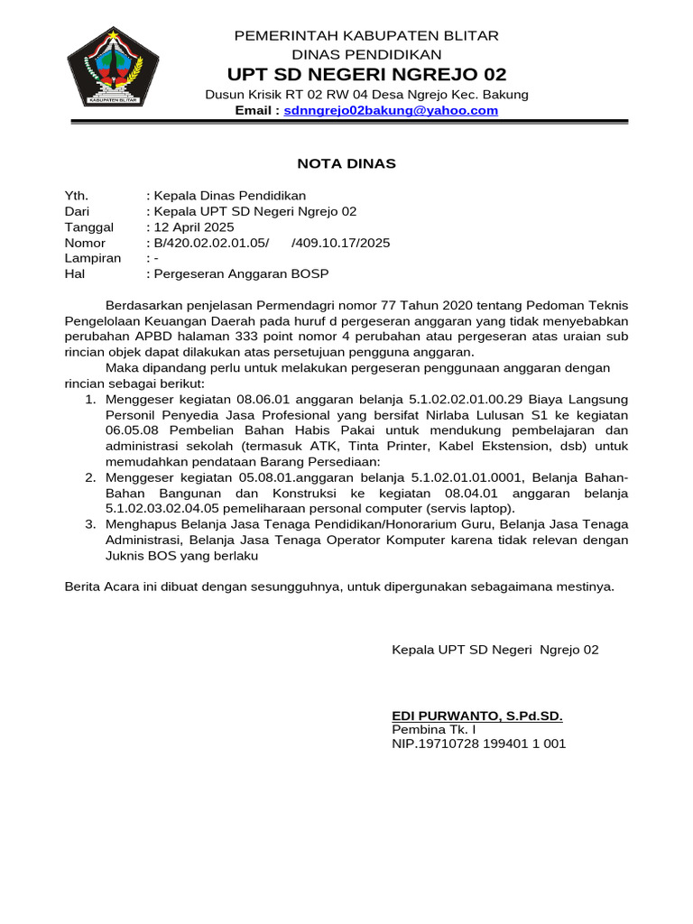 Nota Dinas | PDF