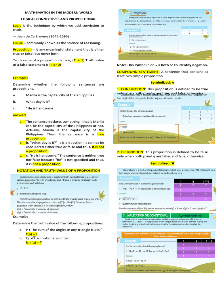 MWW - Logical Connectives and Propositional | PDF