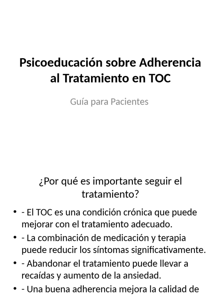 Psicoeducacion Adherencia TOC | PDF | Desorden obsesivo compulsivo ...