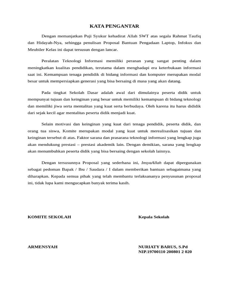 Proposal Pengadaan Laptop dan Infokus SDN 104181 | PDF