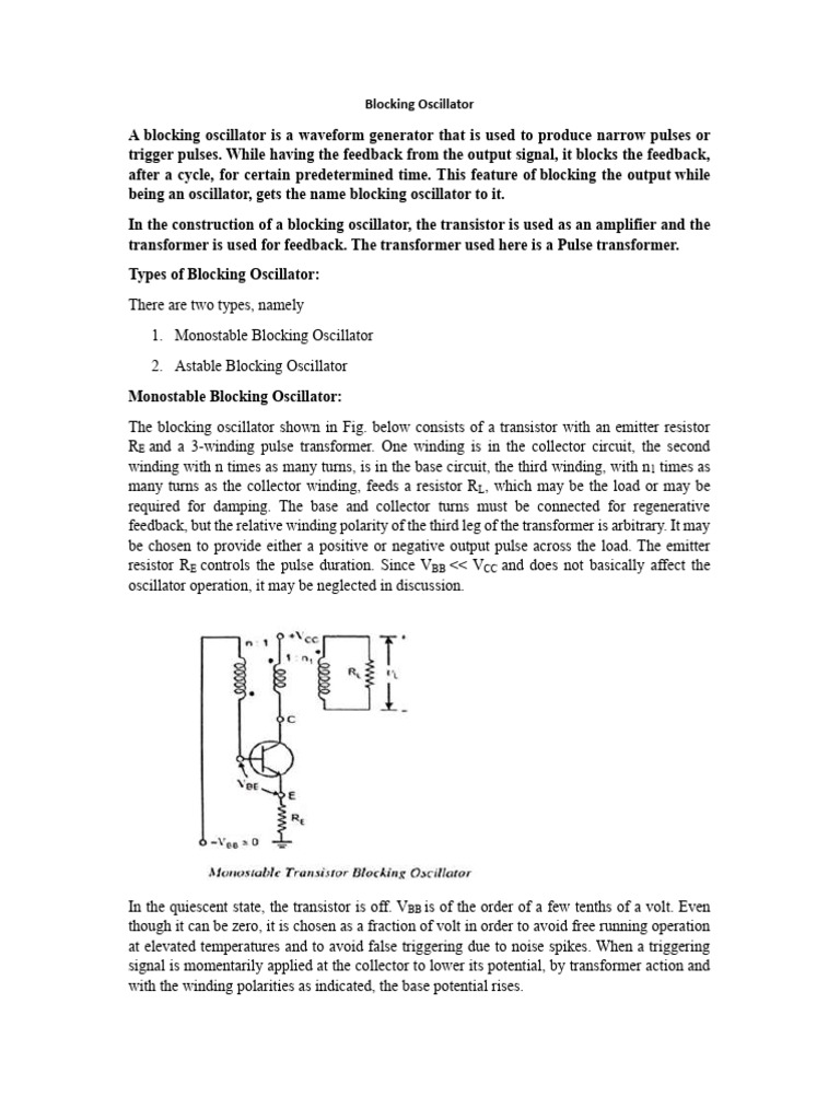 Time Base and Blocking Osc | PDF | Electronic Oscillator | Analog Circuits