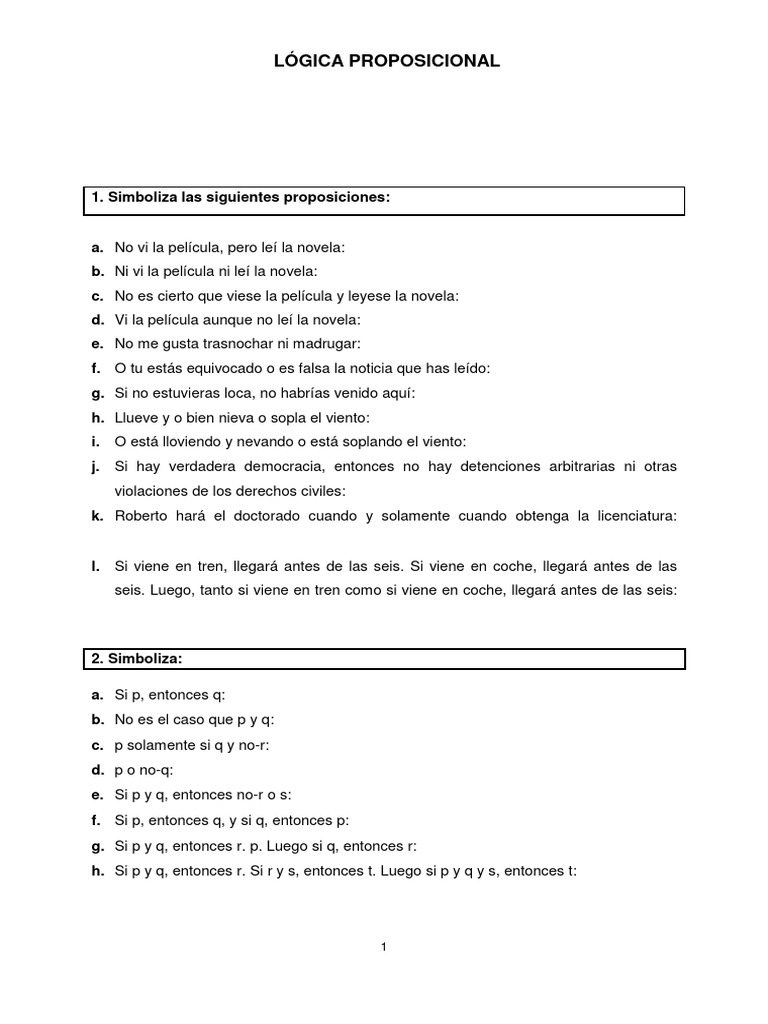 LogicaP-ejercicios | PDF | Proposición | Inflación