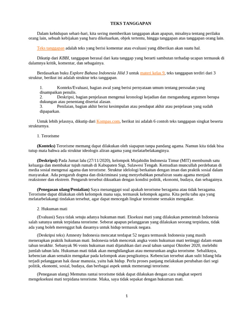 Teks Tanggapan | PDF