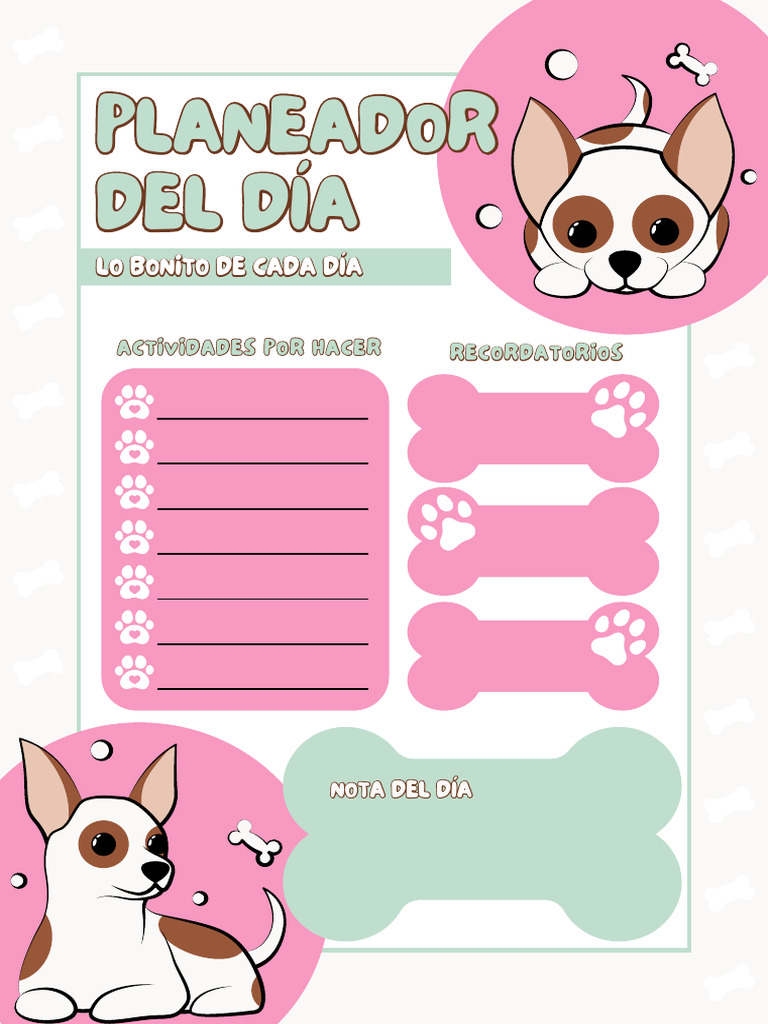 Planeador Diario Ilustración Decorativo Rosado | PDF