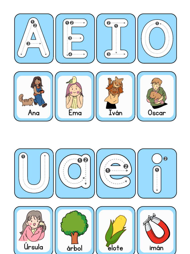 Tarjeta Educativa para Trabajar Las Vocales Color Azul | PDF